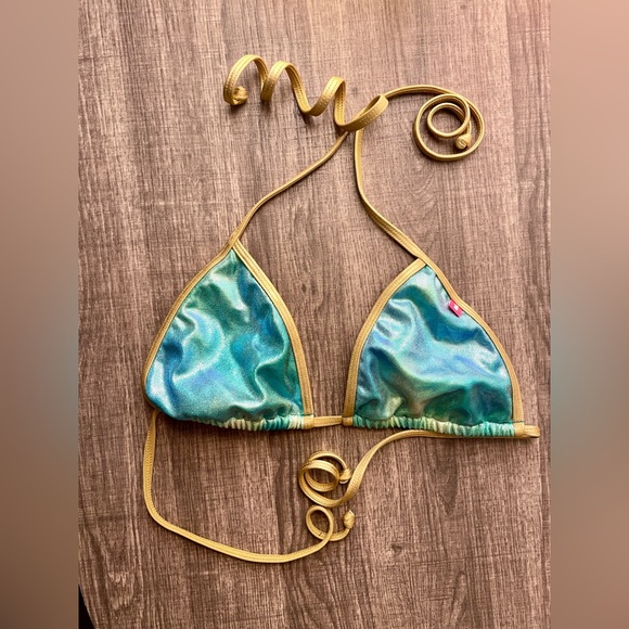 DOLL Swimwear | Swim | Doll Swimwear Metallic Blue Triangle Bikini Top ...